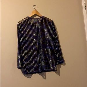 Odeon by Kris | Jackets & Coats | Black Lace Open Face Jacket W Sequins ...